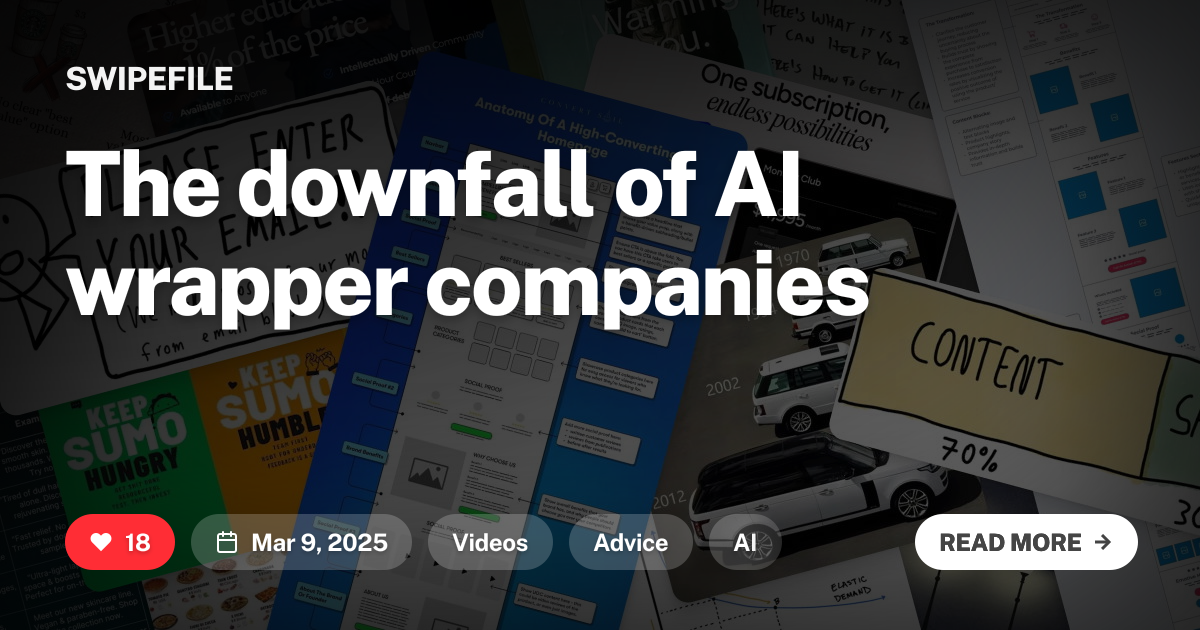 The downfall of AI wrapper companies | SwipeFile