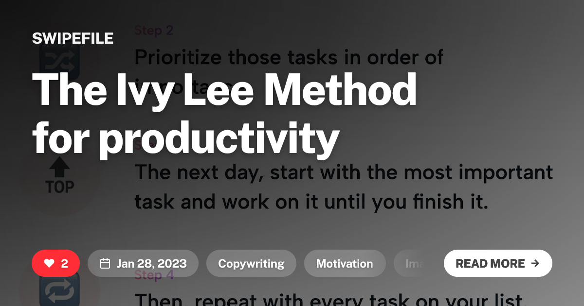 The Ivy Lee Method for productivity | SwipeFile