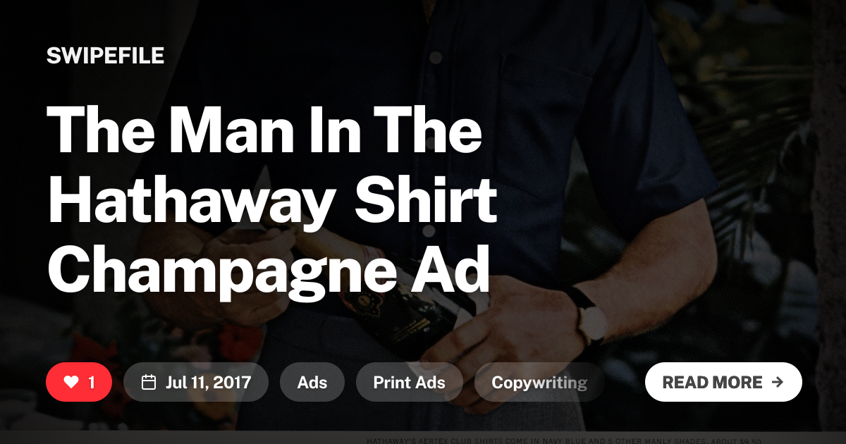 The Man In The Hathaway Shirt Champagne Ad | SwipeFile