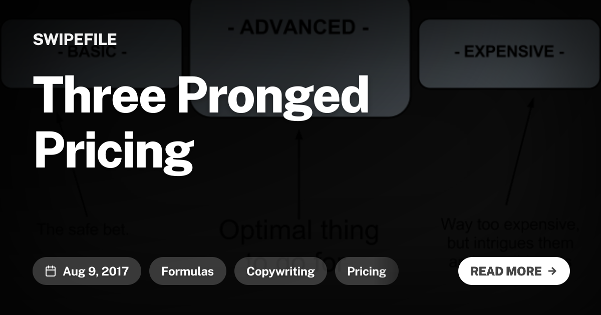 Three Pronged Pricing | SwipeFile