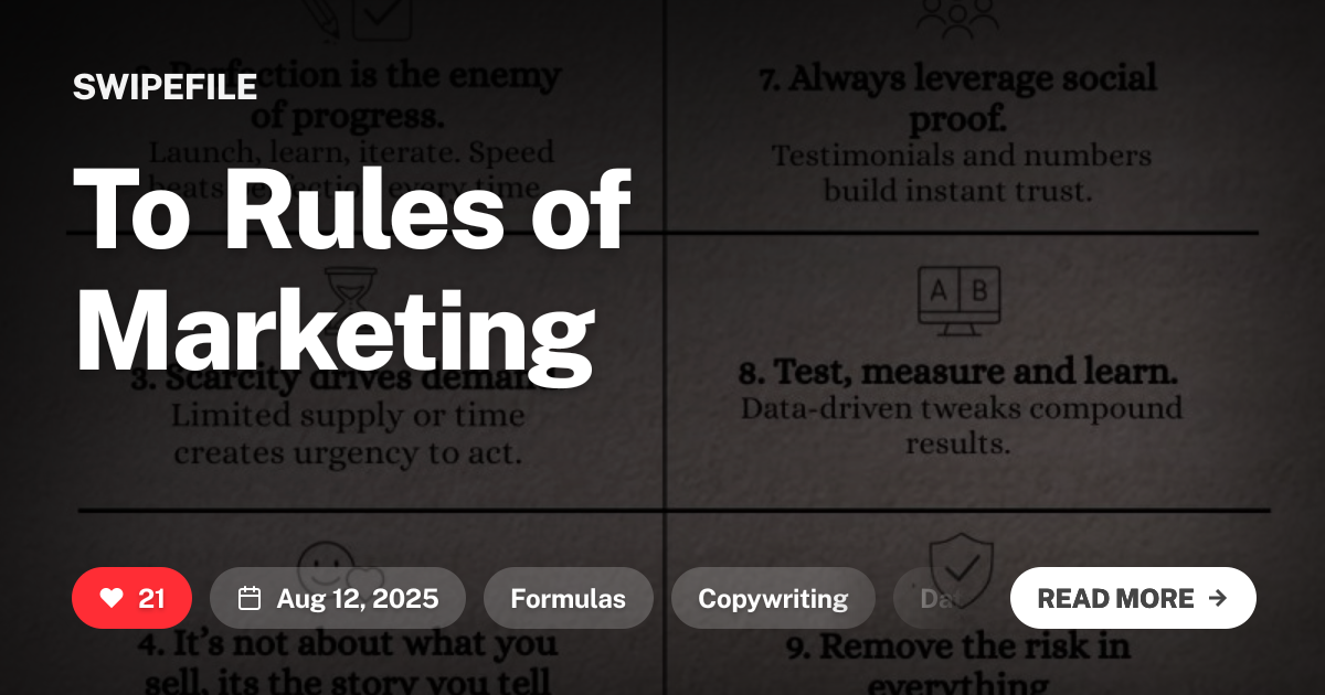 To Rules of Marketing | SwipeFile