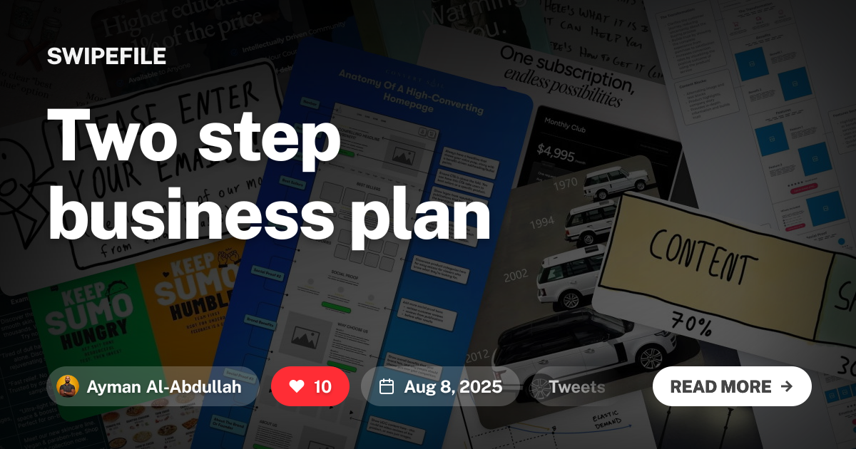 Two step business plan | SwipeFile