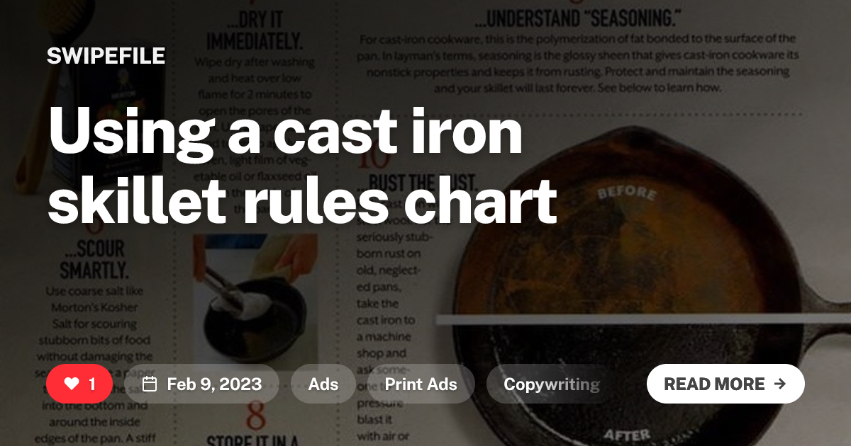 Using a cast iron skillet rules chart | SwipeFile