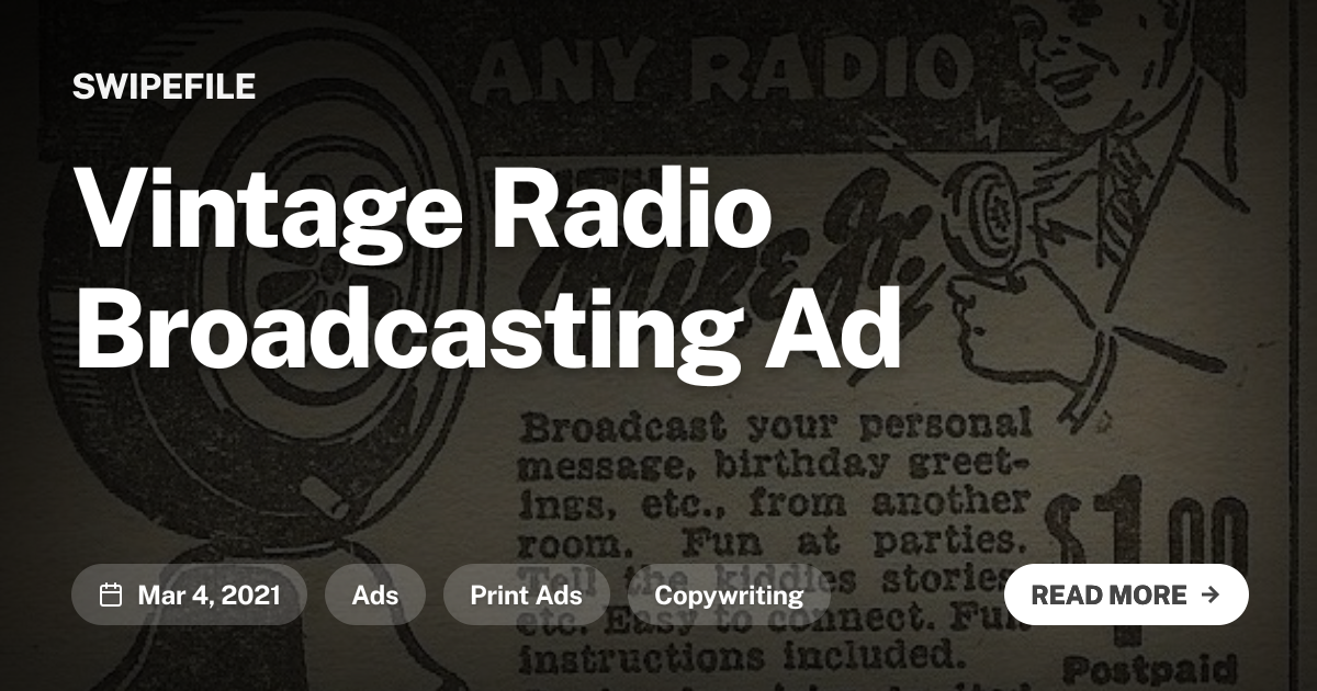 Vintage Radio Broadcasting Ad | SwipeFile