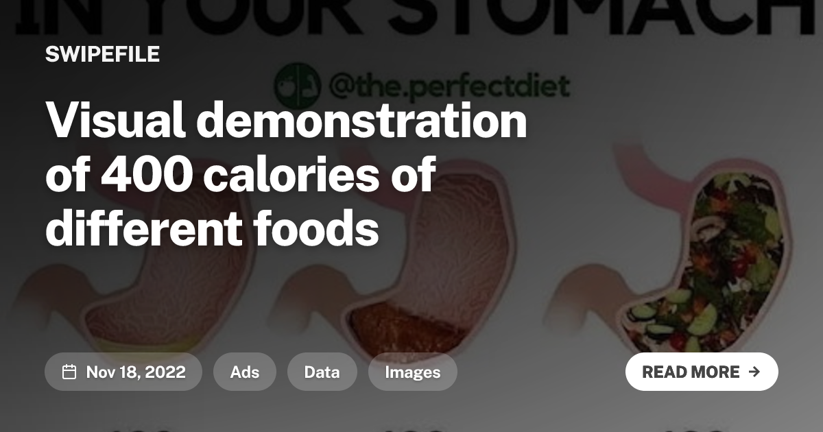 Visual demonstration of 400 calories of different foods | SwipeFile