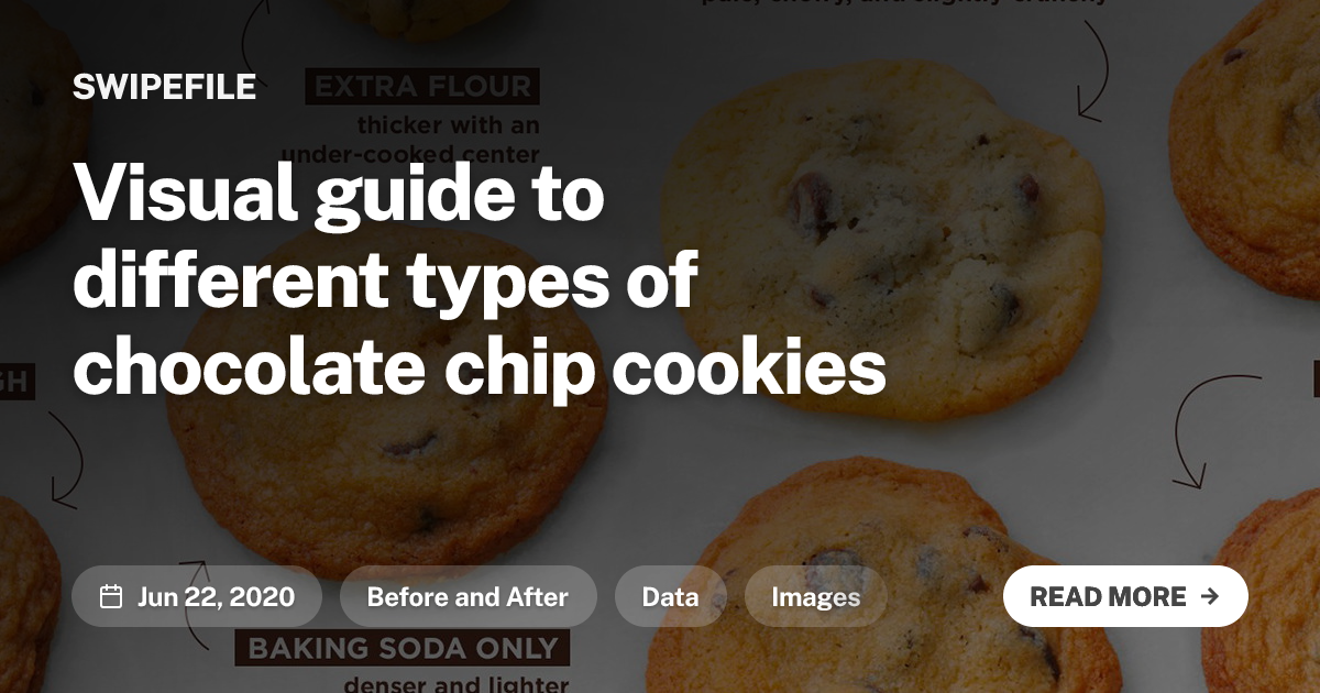 Visual guide to different types of chocolate chip cookies | SwipeFile