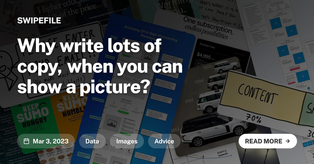 Why write lots of copy, when you can show a picture? | SwipeFile