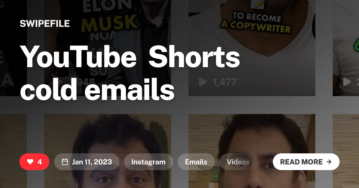 YouTube Shorts cold emails | SwipeFile