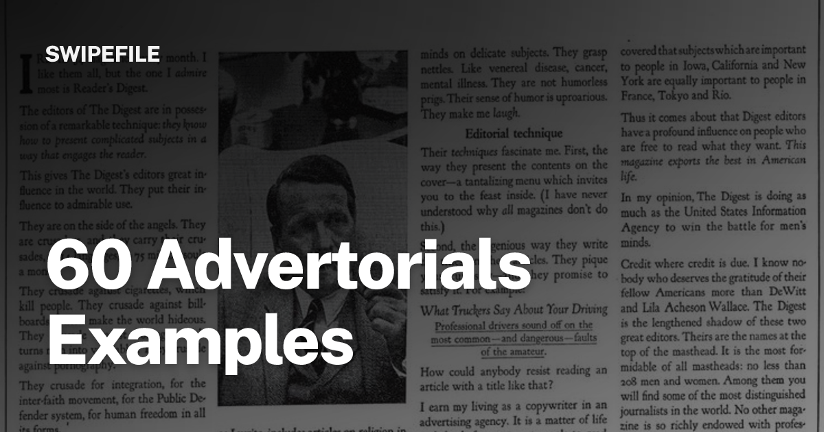 59 Advertorials Examples | SwipeFile