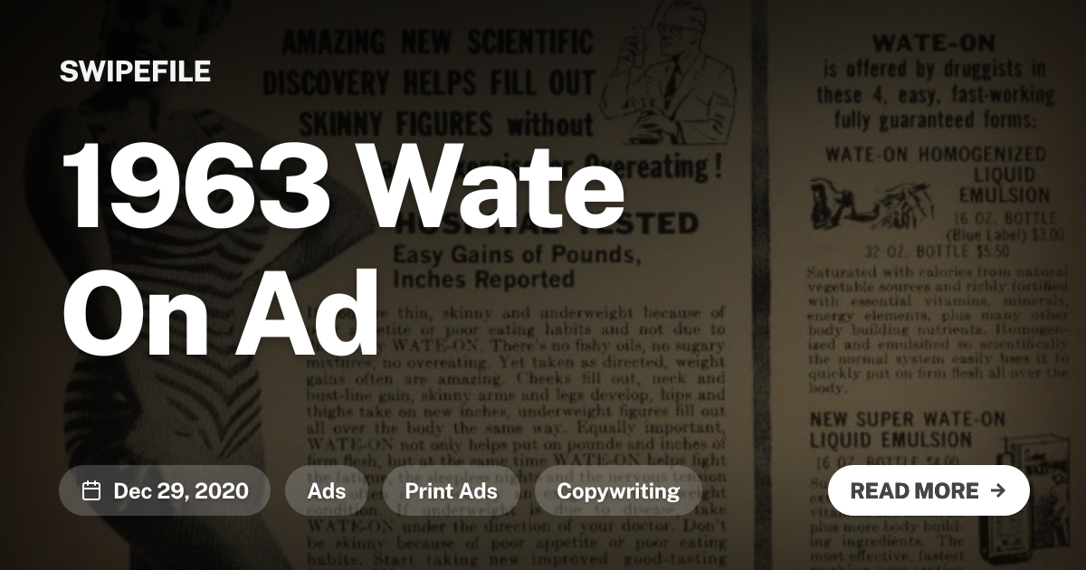 1963 Wate On Ad | Swipefile