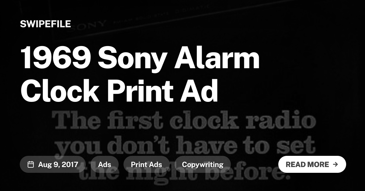 1969 Sony Alarm Clock Print Ad | SwipeFile