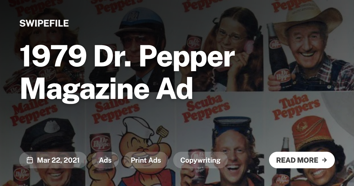 1979 Dr. Pepper Magazine Ad | SwipeFile