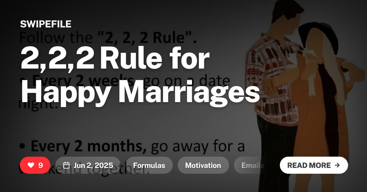 2,2,2 Rule for Happy Marriages | SwipeFile