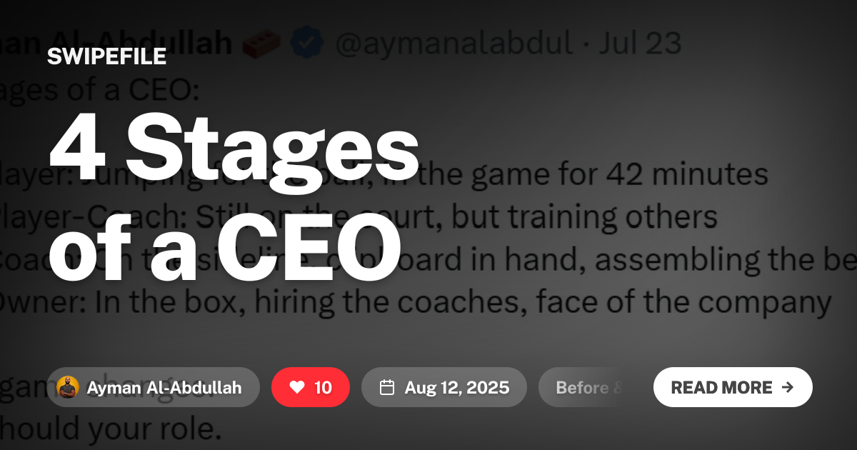 4 Stages of a CEO | Swipefile