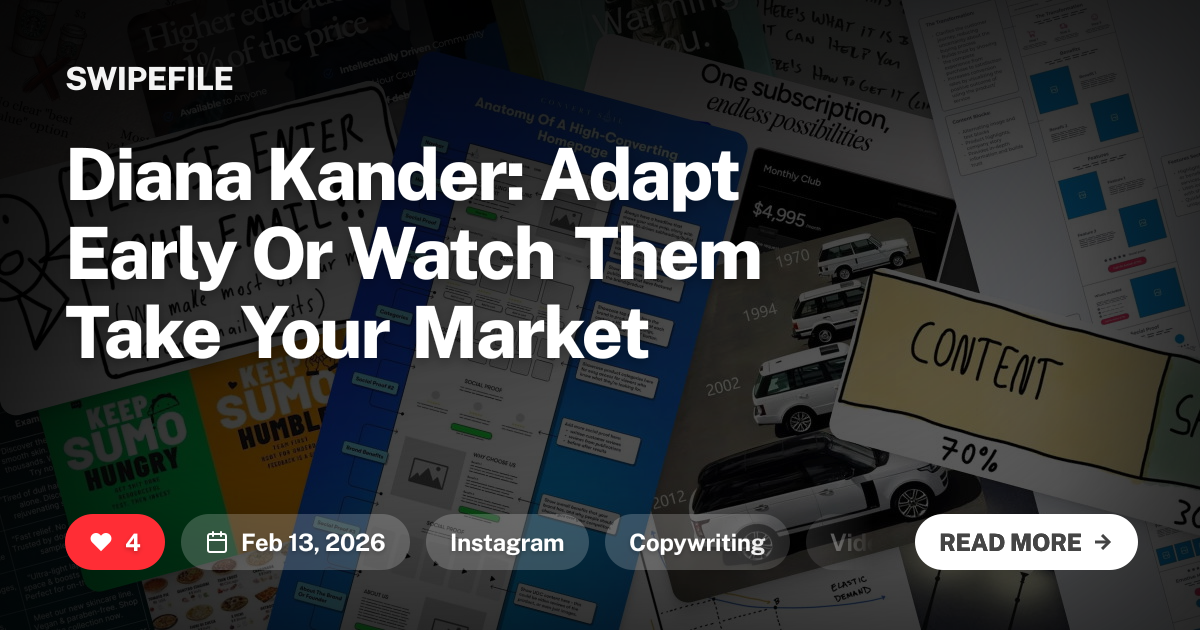 Diana Kander: Adapt Early Or Watch Them Take Your Market | SwipeFile