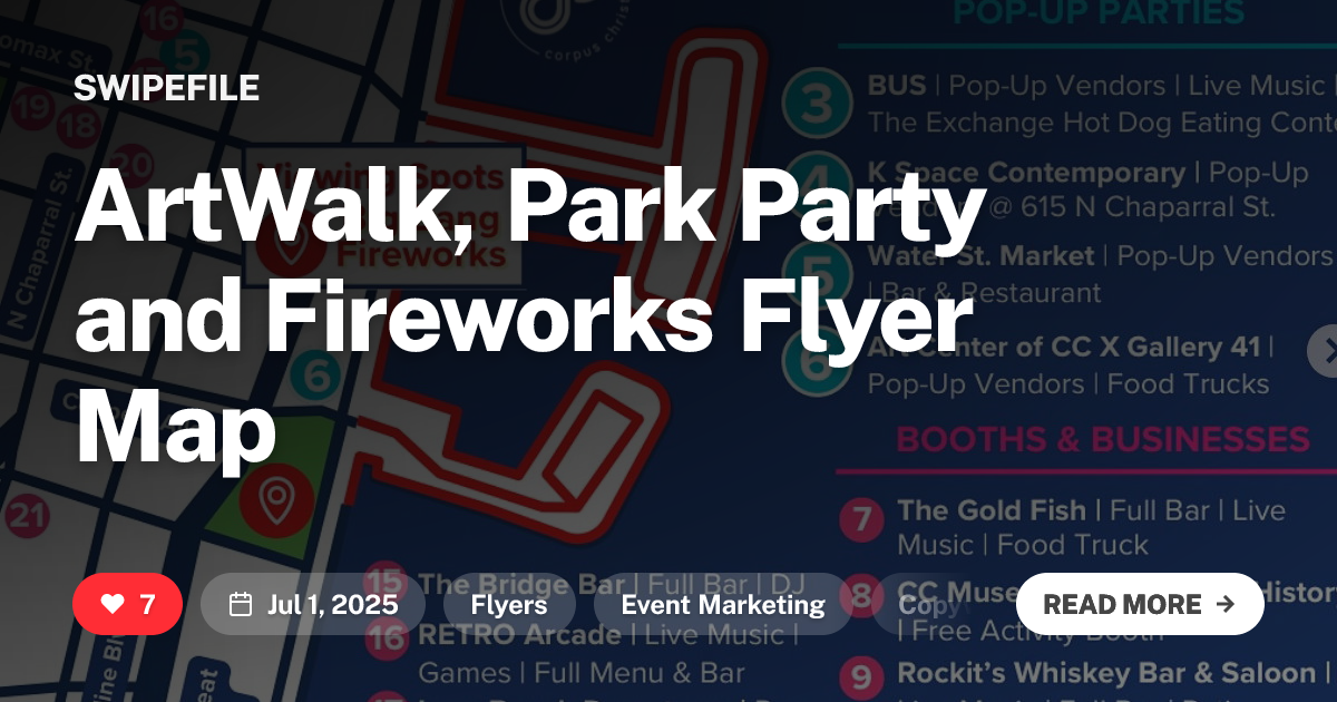 ArtWalk, Park Party and Fireworks Flyer Map | SwipeFile