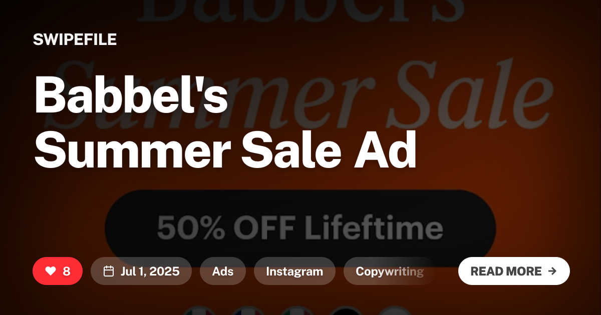 Babbel's Summer Sale Ad | Swipefile