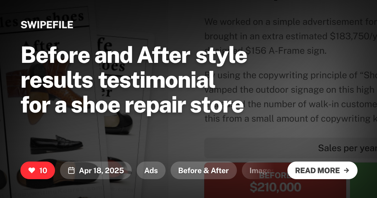 Before and After style results testimonial for a shoe repair store ...