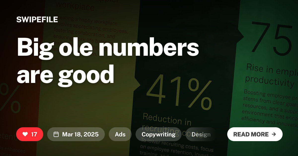 Big ole numbers are good | Swipefile