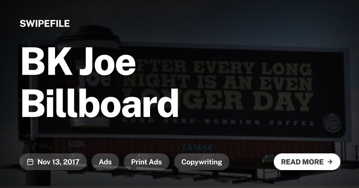 BK Joe Billboard | Swipefile