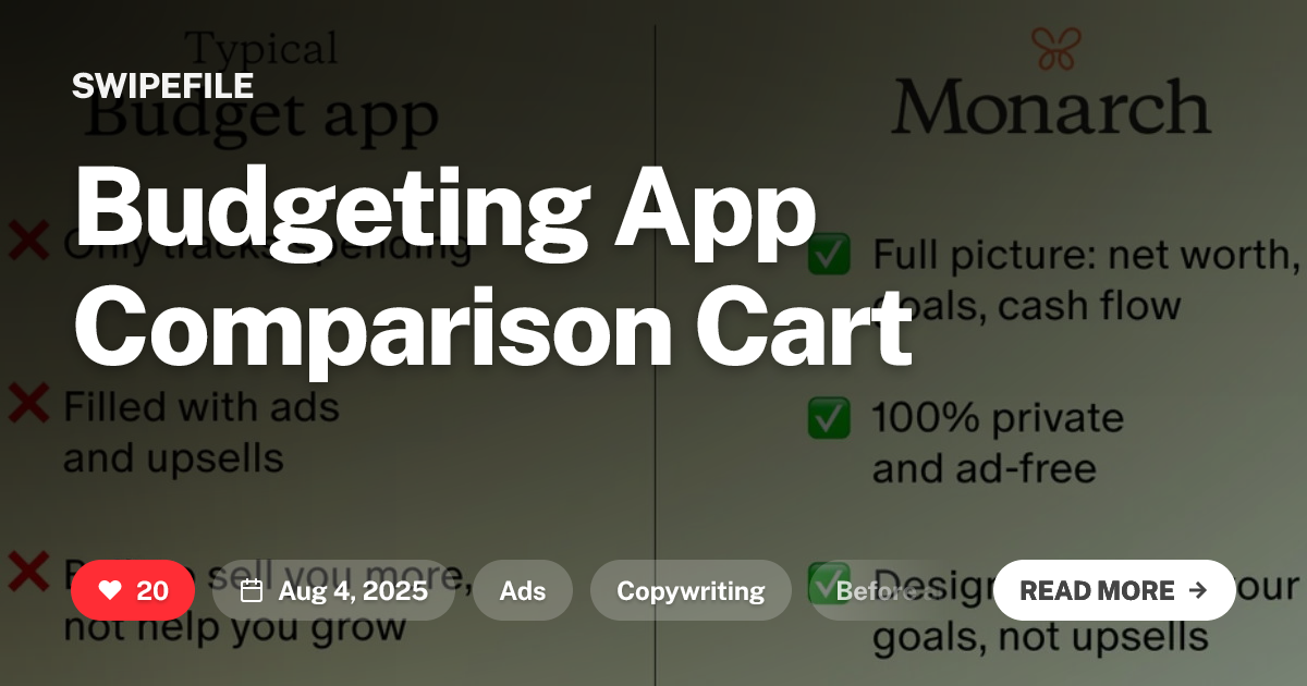 Budgeting App Comparison Cart | SwipeFile