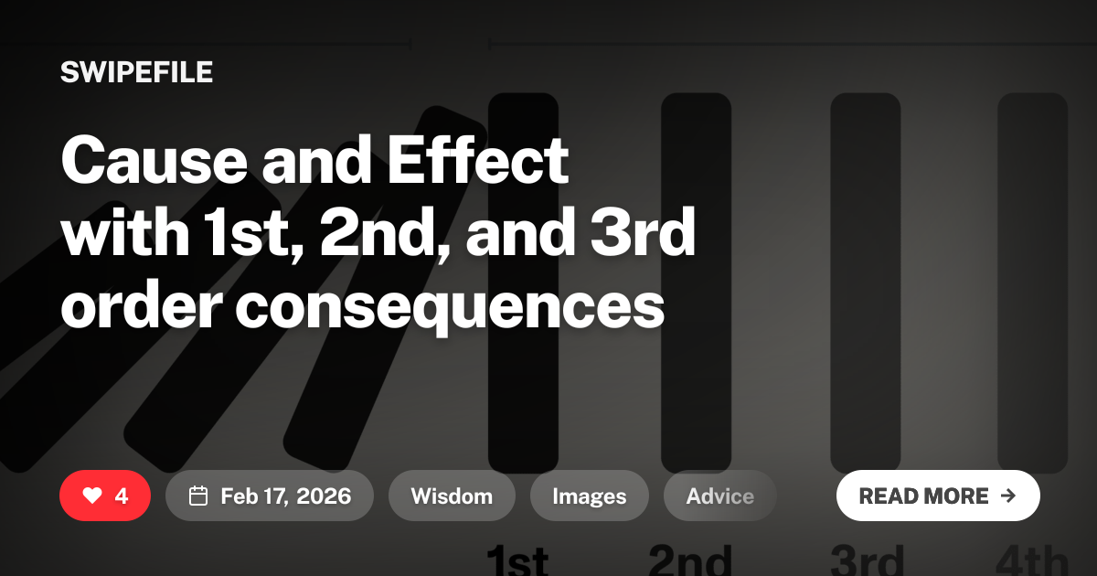 Cause and Effect with 1st, 2nd, and 3rd order consequences | SwipeFile