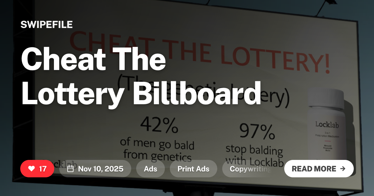 Cheat The Lottery Billboard | SwipeFile
