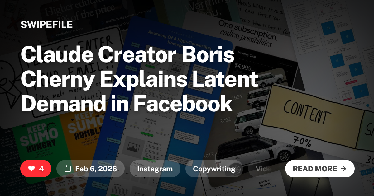 Claude Creator Boris Cherny Explains Latent Demand in Facebook | SwipeFile