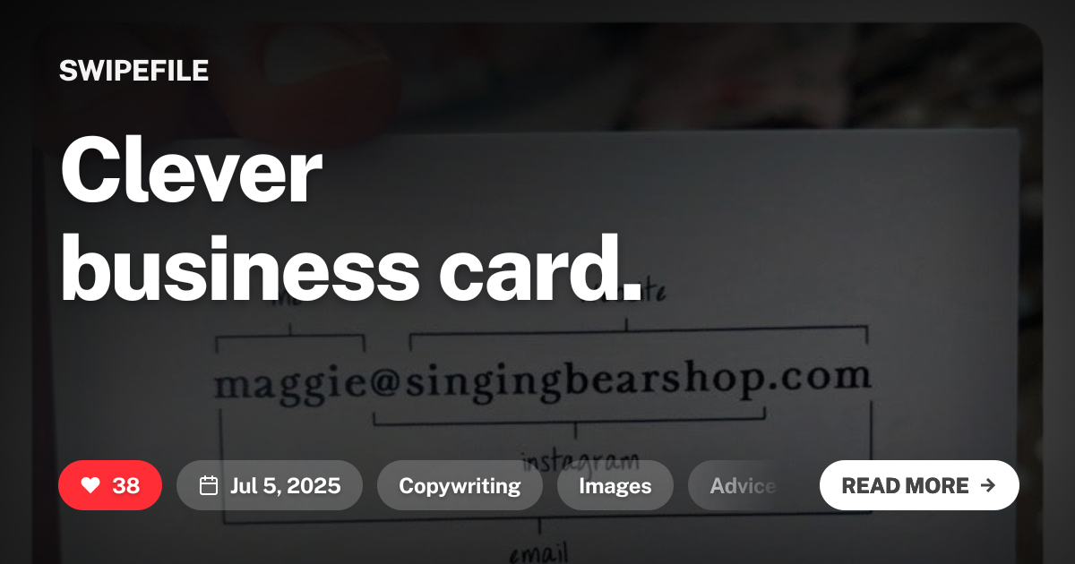 Clever business card. | SwipeFile