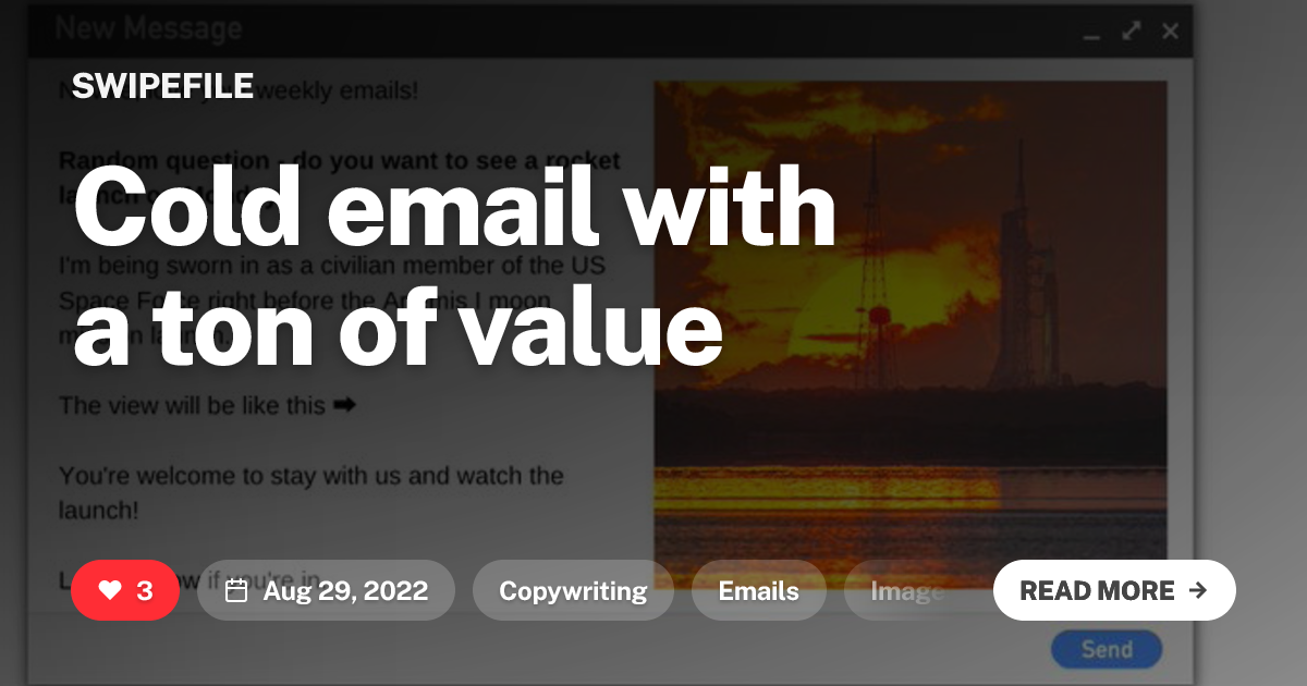 Cold email with a ton of value | SwipeFile