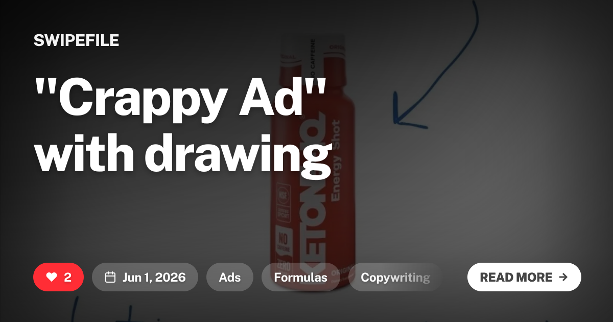 "Crappy Ad" with drawing | Swipefile