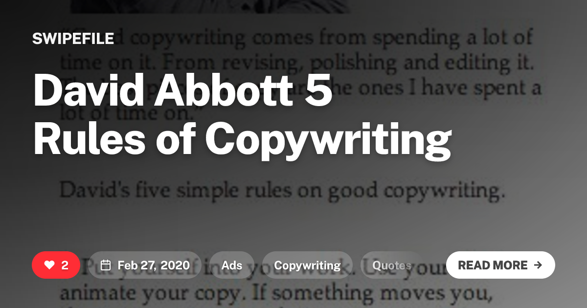 David Abbott 5 Rules of Copywriting | SwipeFile