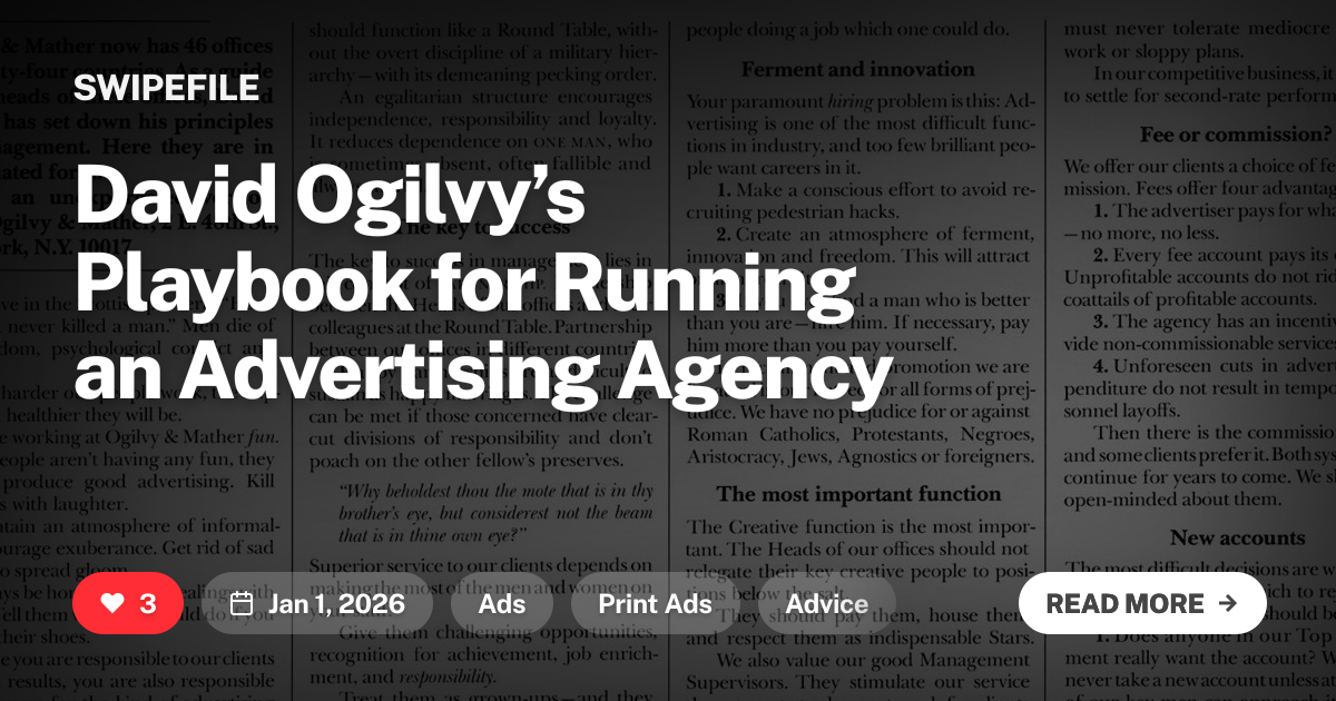 David Ogilvy’s Playbook for Running an Advertising Agency | Swipefile