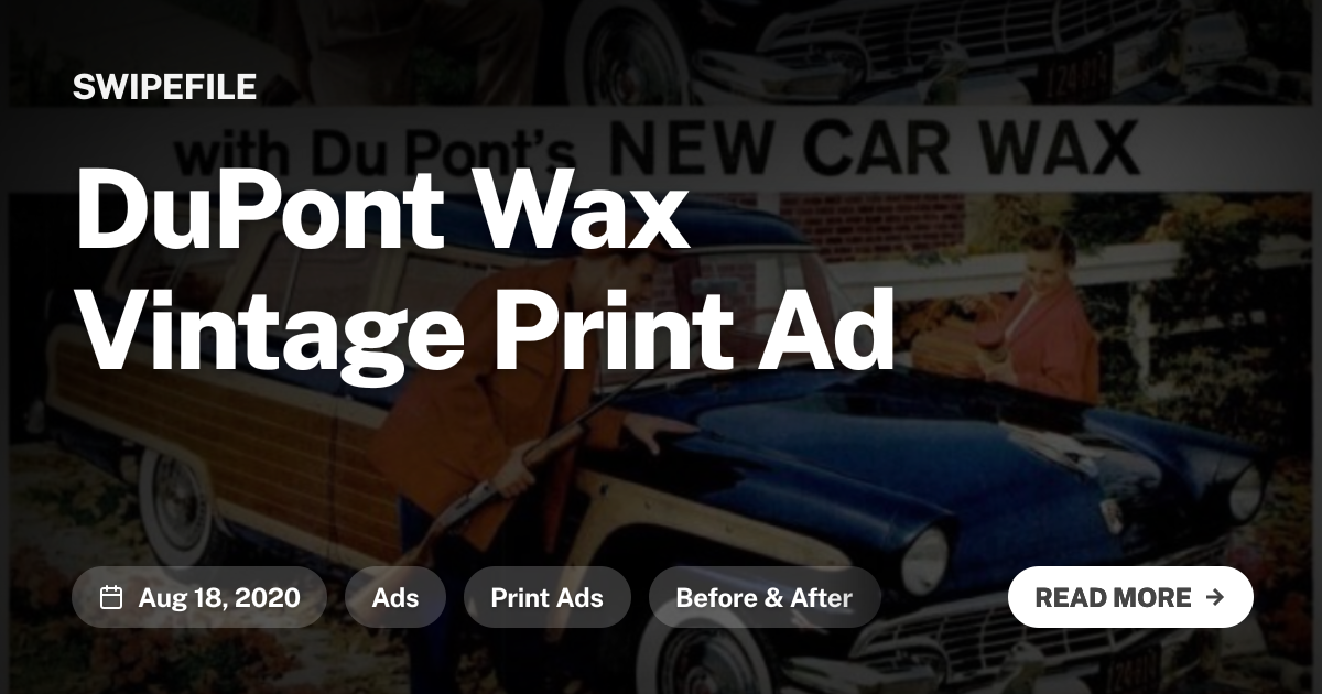DuPont Wax Vintage Print Ad | SwipeFile