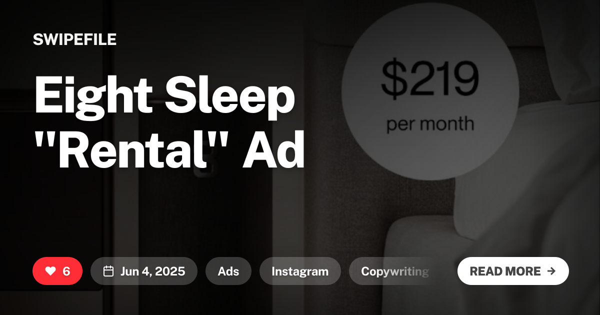 Eight Sleep "Rental" Ad | Swipefile