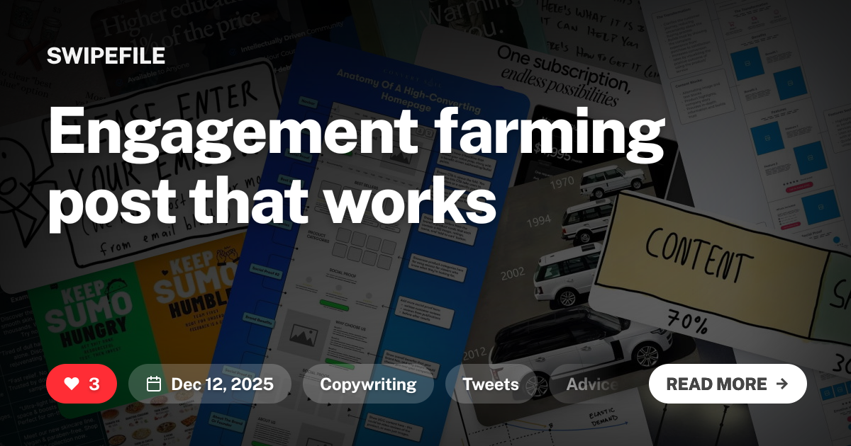 Engagement farming post that works | SwipeFile