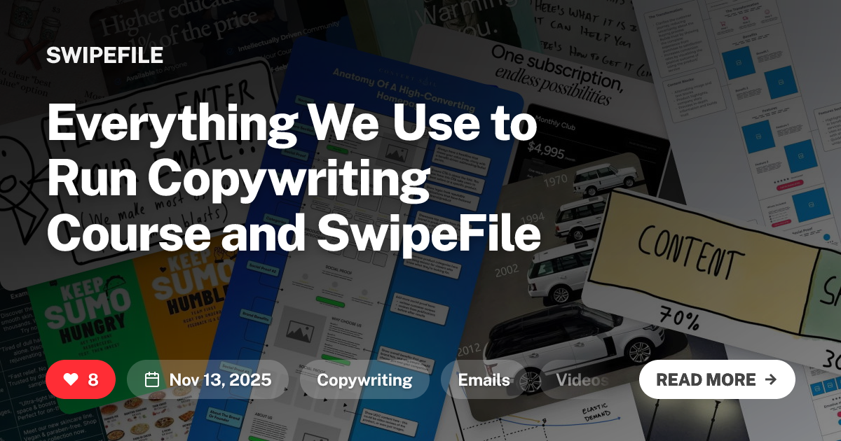 Everything We Use to Run Copywriting Course and SwipeFile | SwipeFile