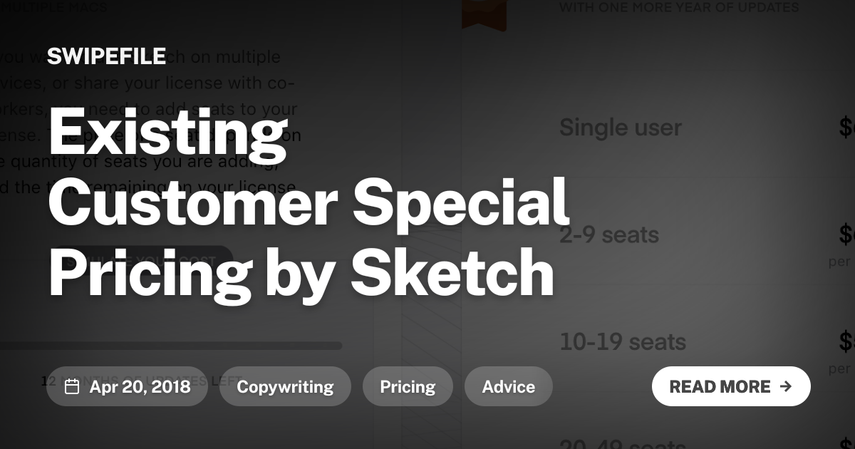 Existing Customer Special Pricing by Sketch | Swipefile