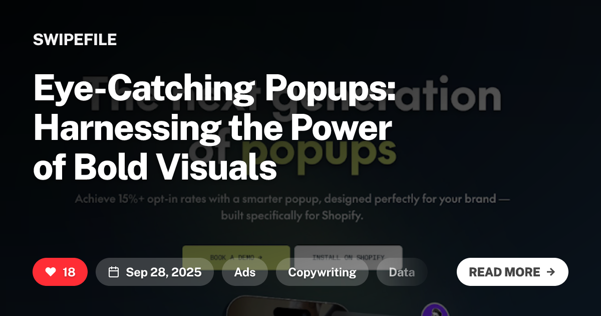 Eye-Catching Popups: Harnessing the Power of Bold Visuals | SwipeFile