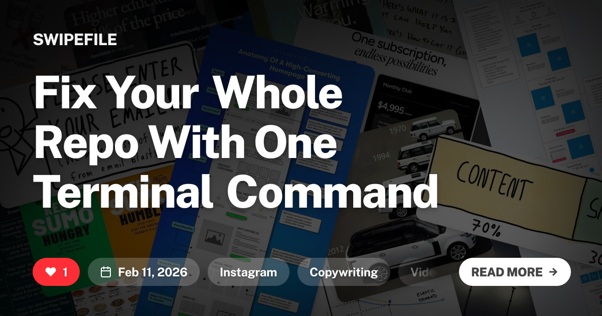 Fix Your Whole Repo With One Terminal Command | SwipeFile