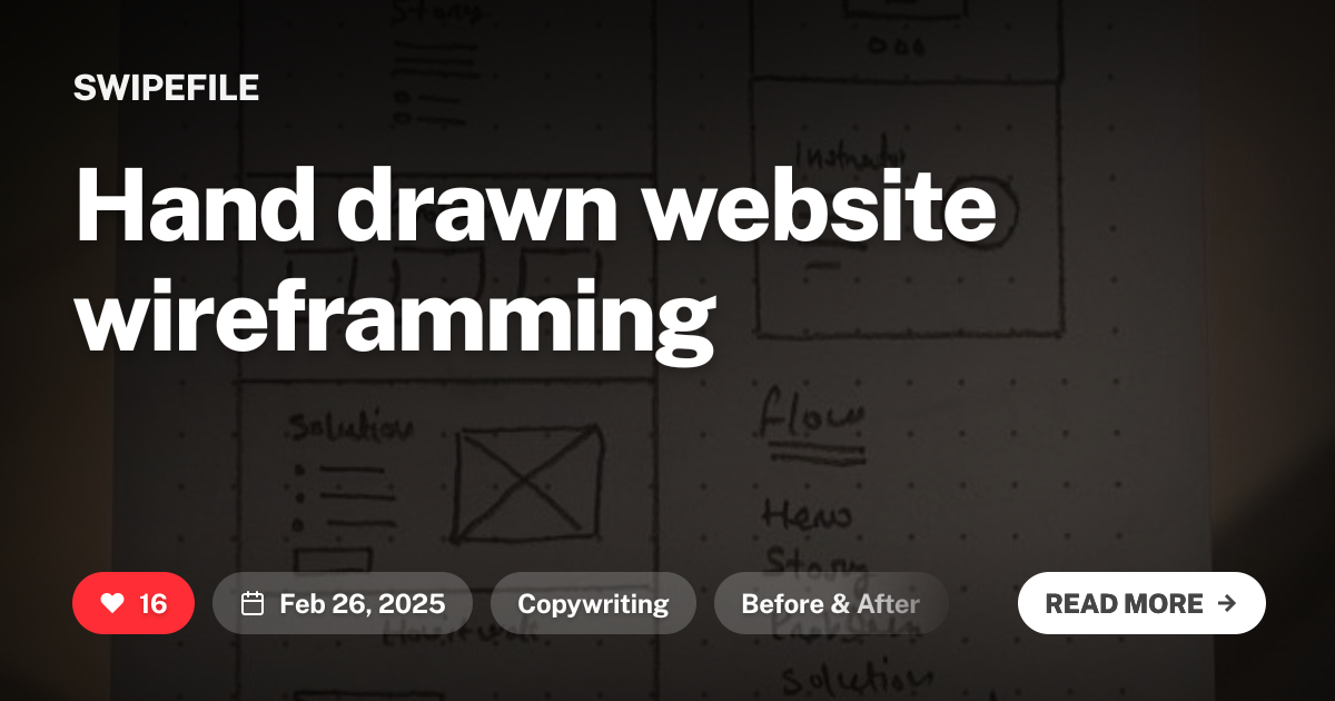 Hand drawn website wireframming | SwipeFile