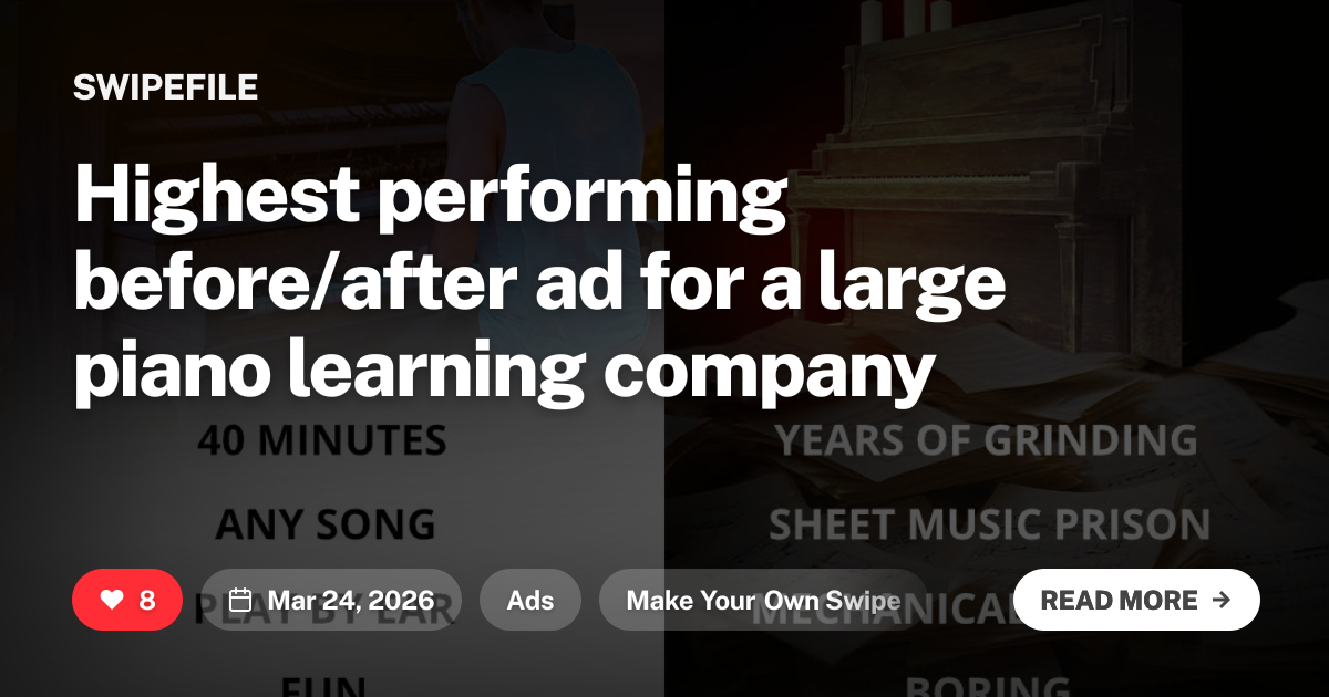 Highest performing before/after ad for a large piano learning company ...