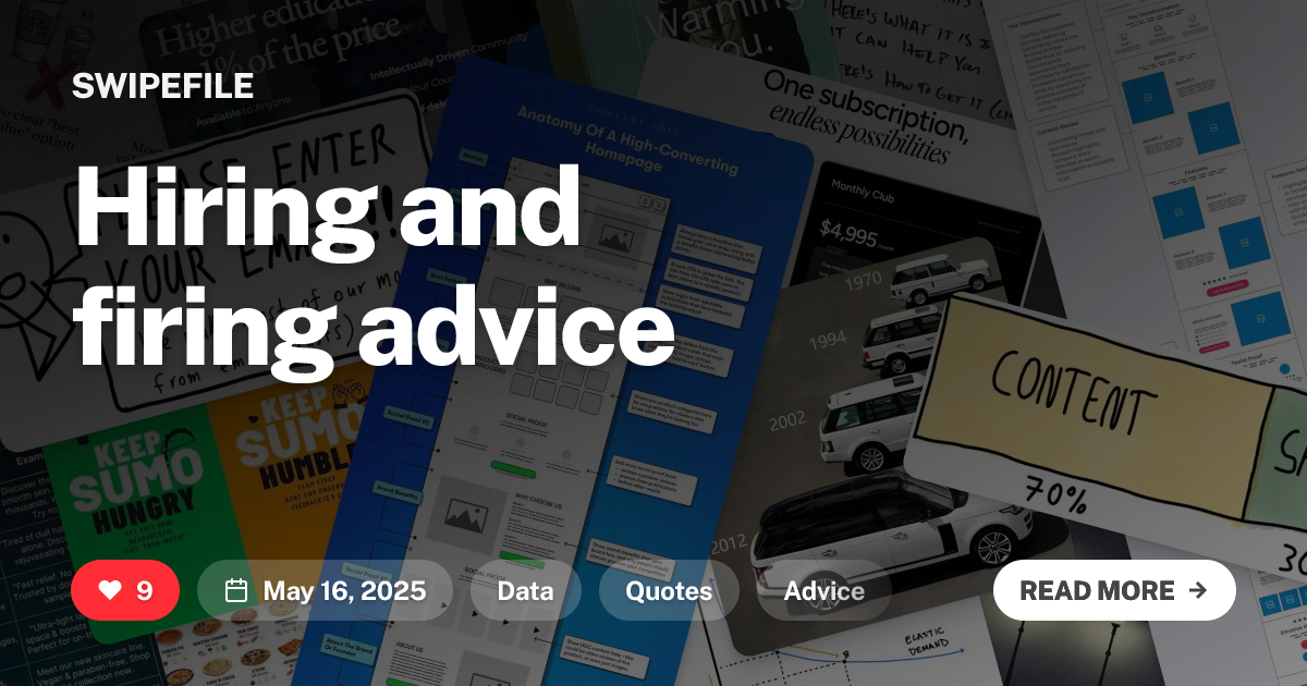 Hiring and firing advice | SwipeFile