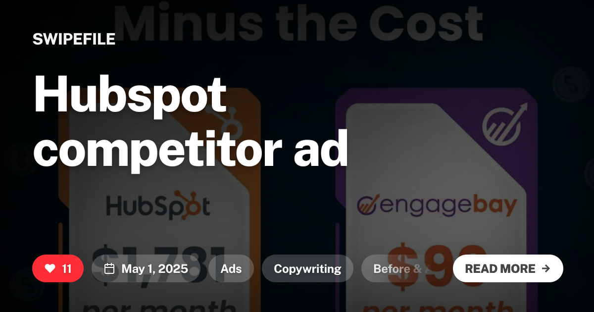 Hubspot competitor ad | SwipeFile