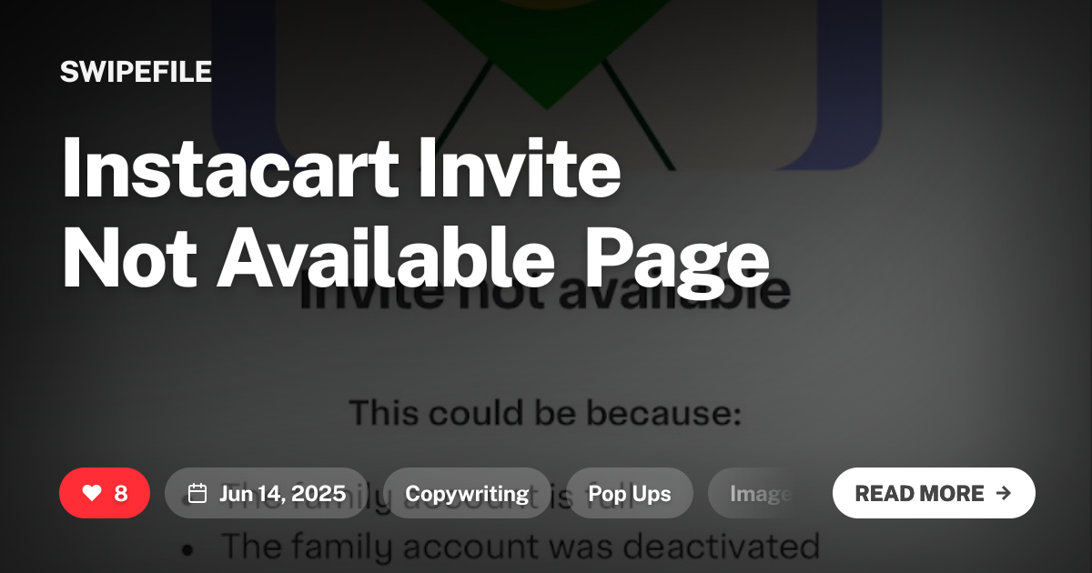Instacart Invite Not Available Page | Swipefile