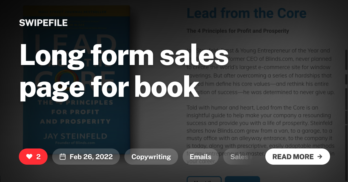 Long form sales page for book | Swipefile