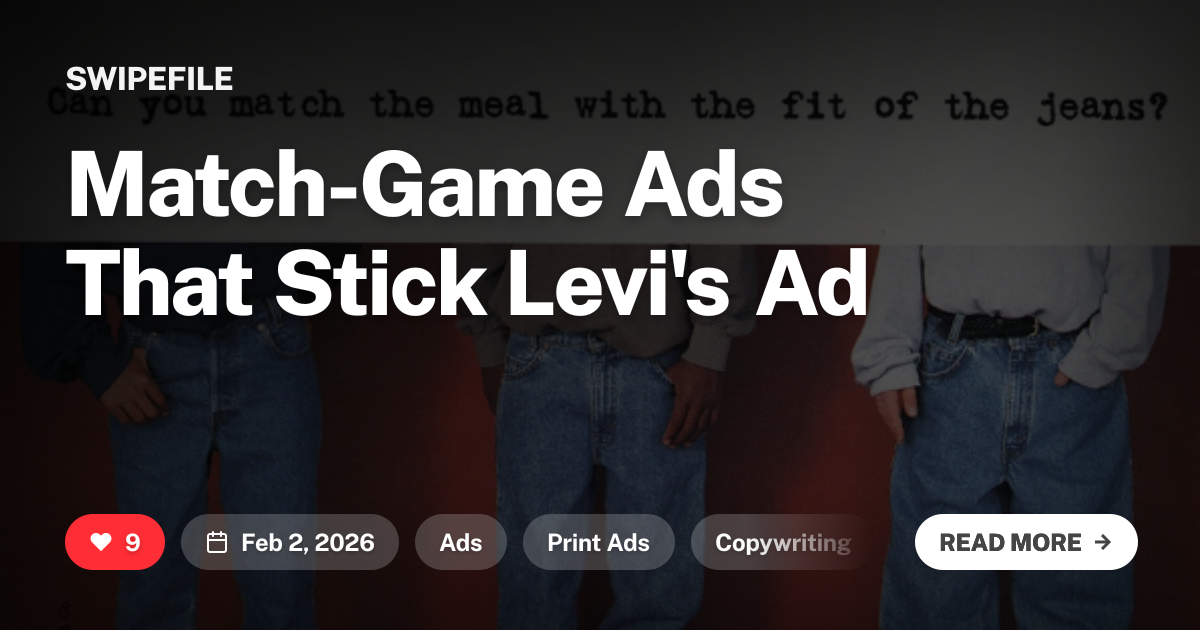 Match-Game Ads That Stick Levi's Ad | SwipeFile