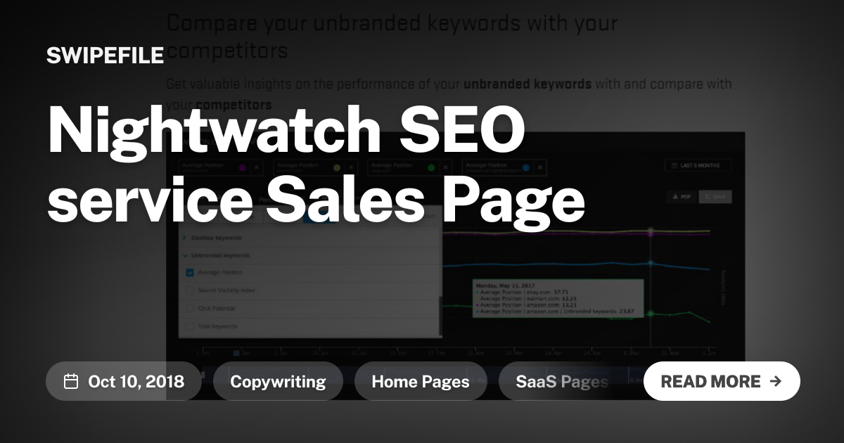Nightwatch SEO service Sales Page | SwipeFile