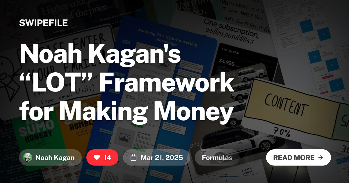 Noah Kagan's “LOT” Framework for Making Money | Swipefile
