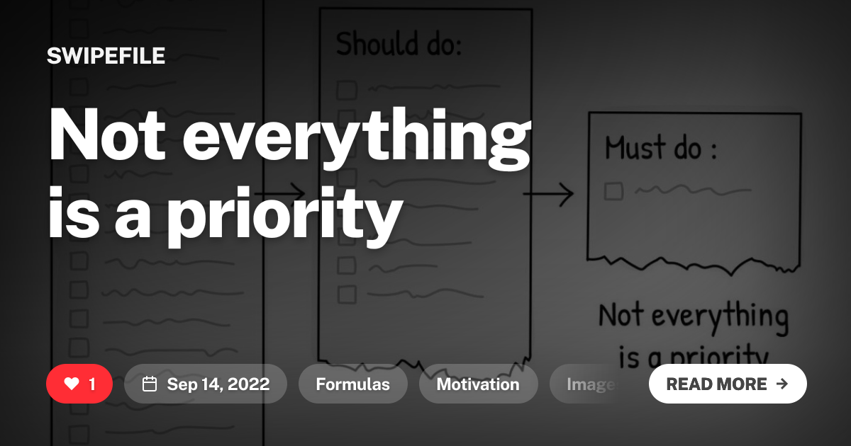 Not everything is a priority | SwipeFile